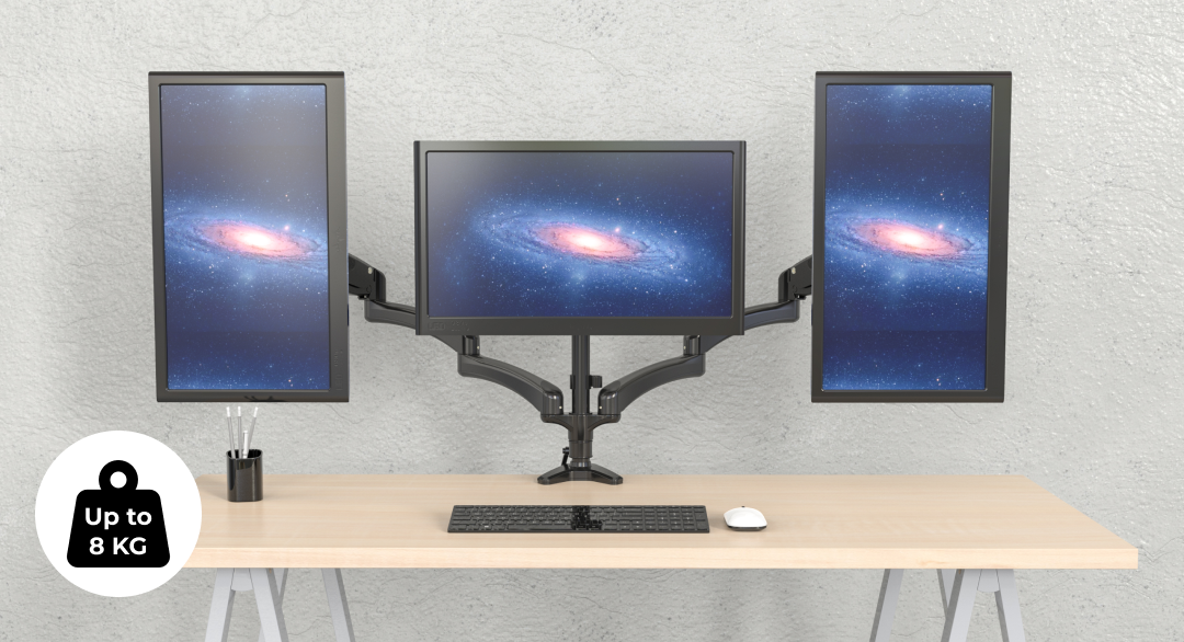 Triple 3 Arm Monitor Stand Mount Desk Screen Holder Bracket Desktop 8 ...